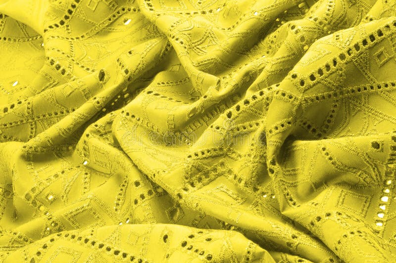 Texture, Pattern. Cloth is Yellow Dense with Perforated Holes Stock ...