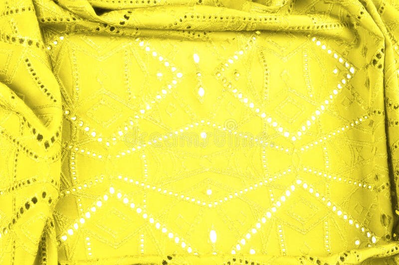 Texture, Pattern. Cloth is Yellow Dense with Perforated Holes Stock ...