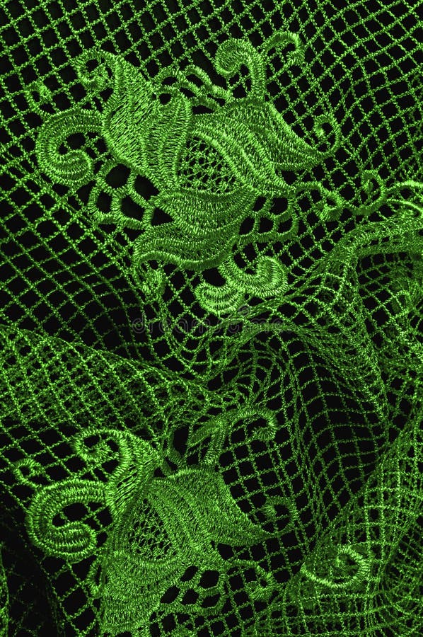 Texture, Pattern. Lacy Green Fabric Stock Image - Image of color ...
