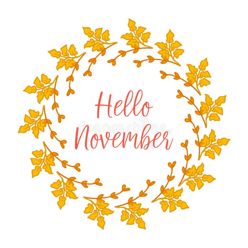 Texture Pattern of Leaf Frame, for Elegant Card Hello November. Vector ...