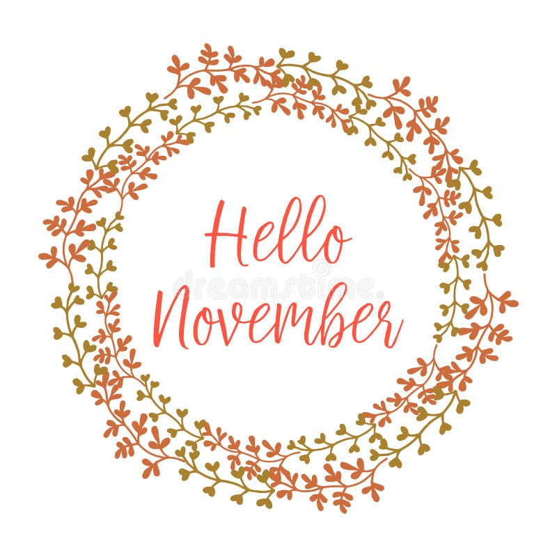 Texture Pattern of Leaf Frame, for Elegant Card Hello November. Vector ...