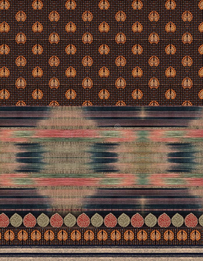 Texture Pattern with Motifs and Borders Stock Illustration ...