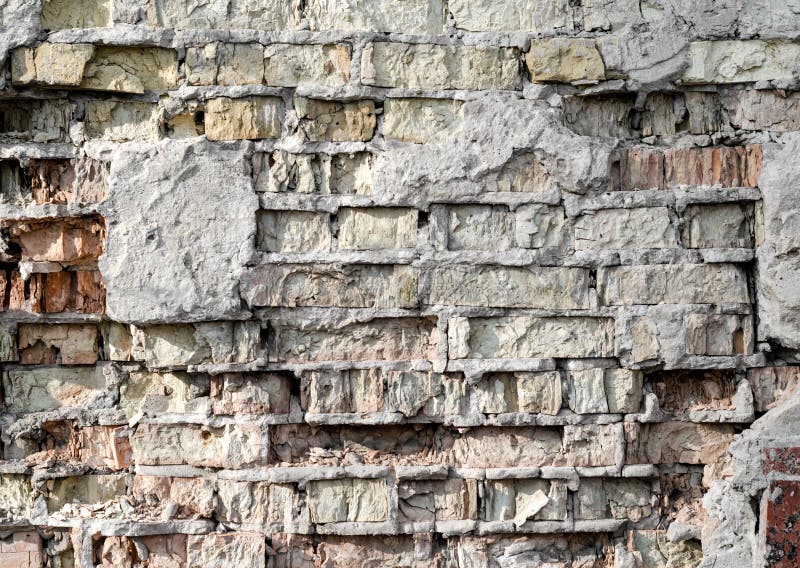 Texture Pattern of Old Ruined Brick Wall Stock Image - Image of surface ...
