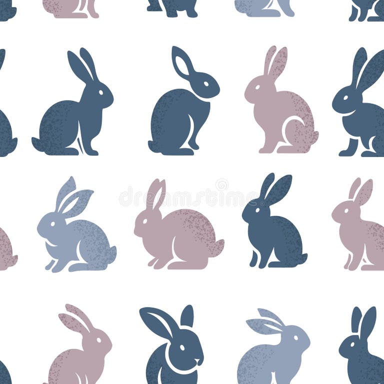 Texture, Pattern of Silhouettes of Rabbits with Flowers and Hearts for ...