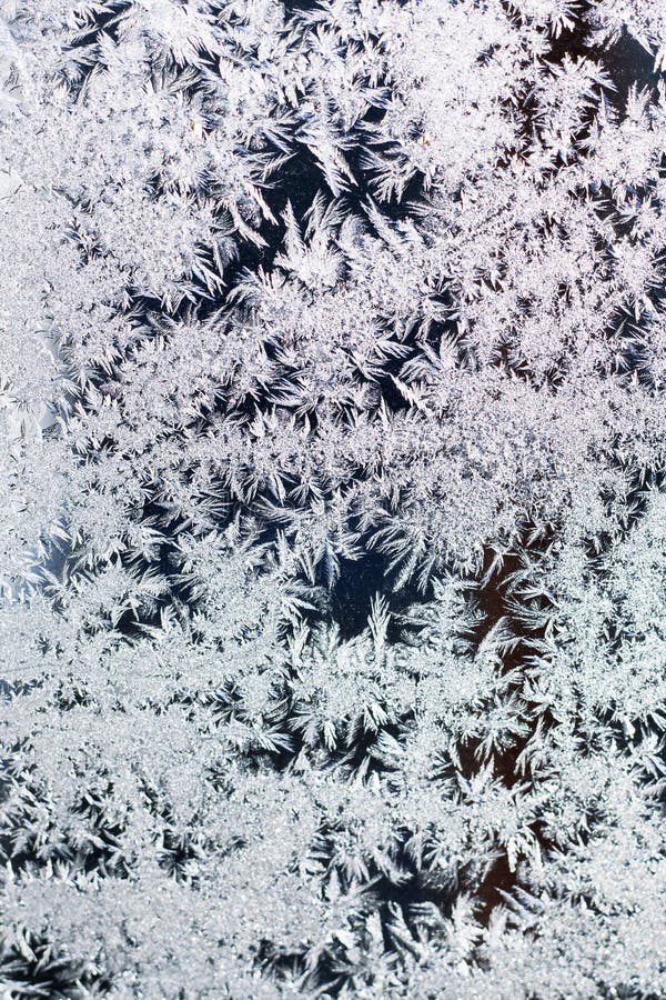 Texture Pattern of Snowflakes of Crystals of Snow on Glass. Selective ...