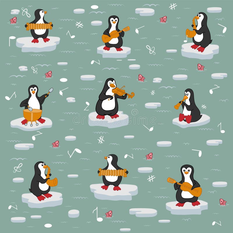 Texture. Penguin Orchestra stock vector. Illustration of musician ...
