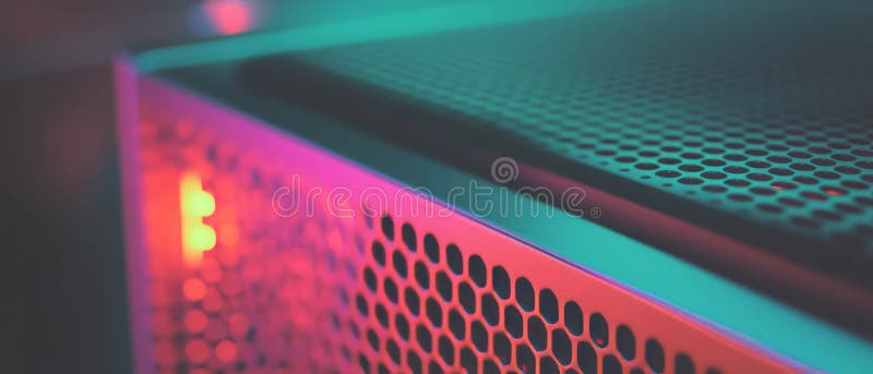 Texture of Perforated Aluminum Highlighted by Dynamic Neon Backlighting ...