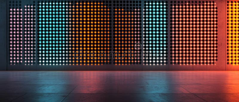 Texture of Perforated Aluminum Illuminated by Neon Lights Creates a ...