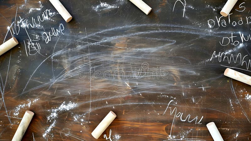Lots of White Chalk, with Chalk Marks on the Blackboard, As a ...