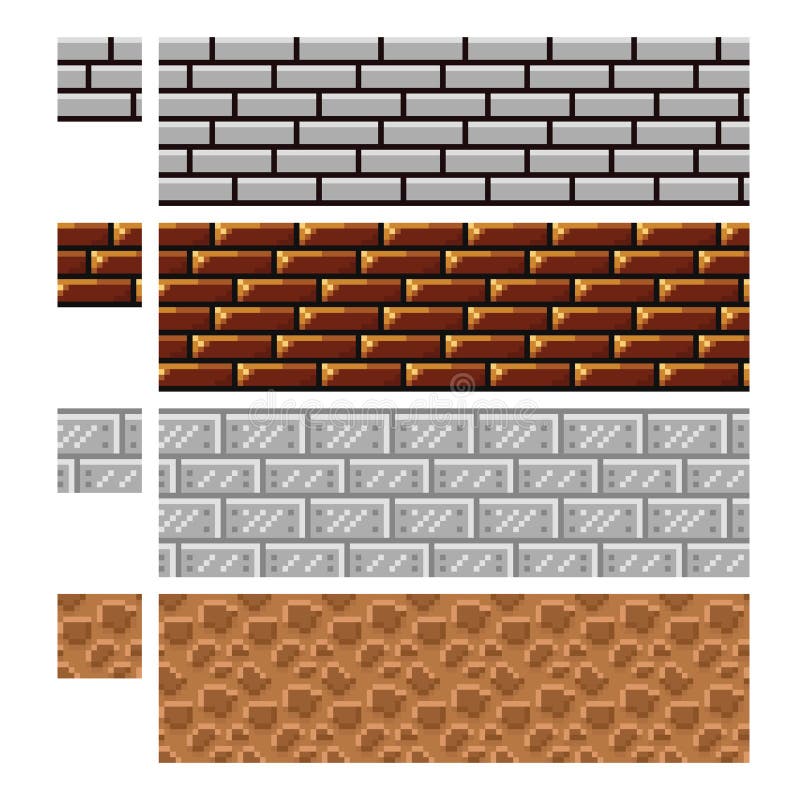 Texture for Platformers Pixel Art Vector - Mud Grass Stone Ground Tile ...