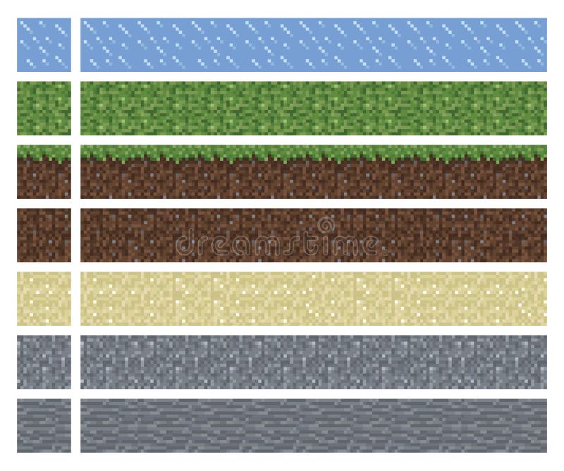 Texture for Platformers Pixel Art Vector - Mud Grass Stone Ground Tile ...