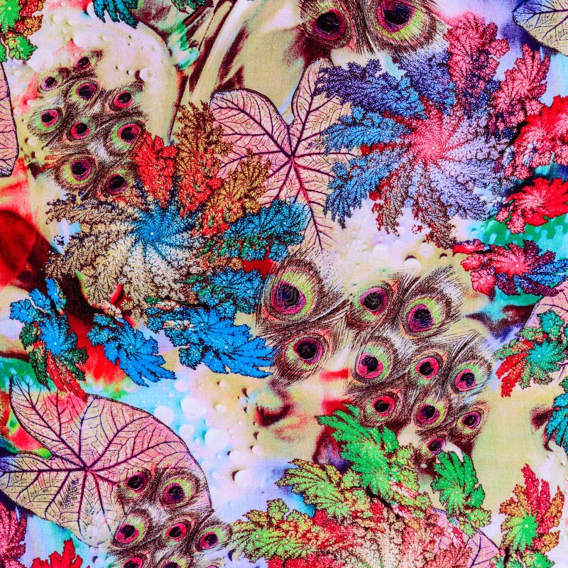 Texture of Print Fabric Striped Peacock Feather and Natural Stock Photo ...