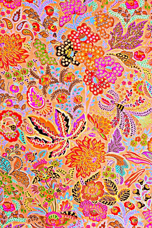 Texture of Print Fabric Stripes Exotic Flowers Stock Photo - Image of ...
