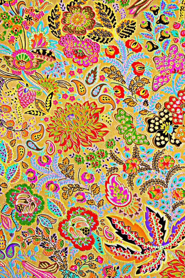 Texture of Print Fabric Stripes Exotic Flowers Stock Photo - Image of ...