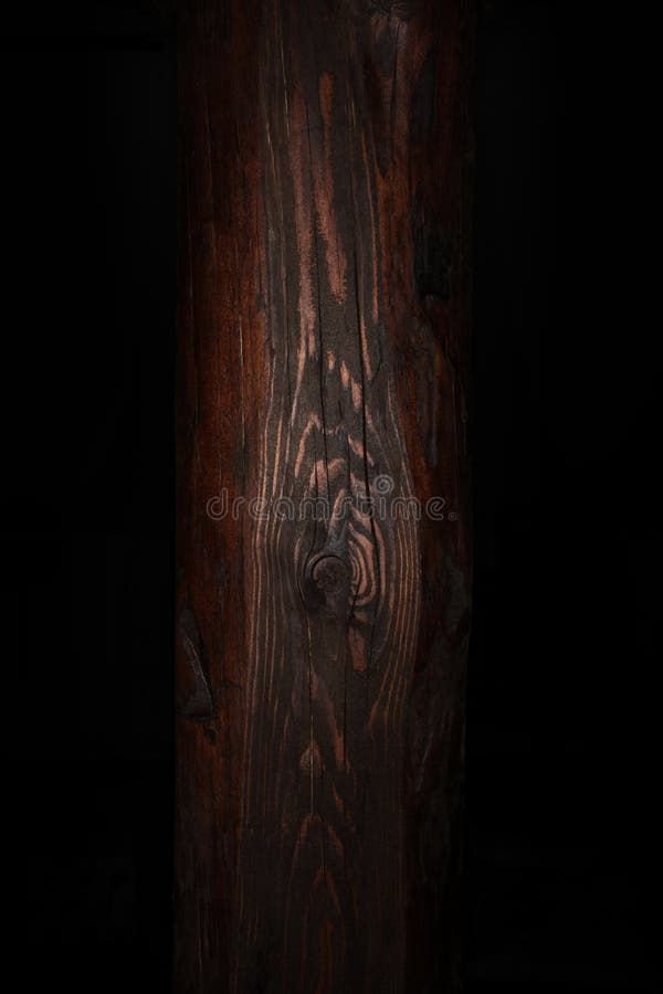 The Texture of a Processed Wooden Post Stock Photo - Image of dark ...