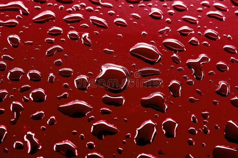 Texture of Rain Droplets on Red Background, Water Drops Surface Stock ...