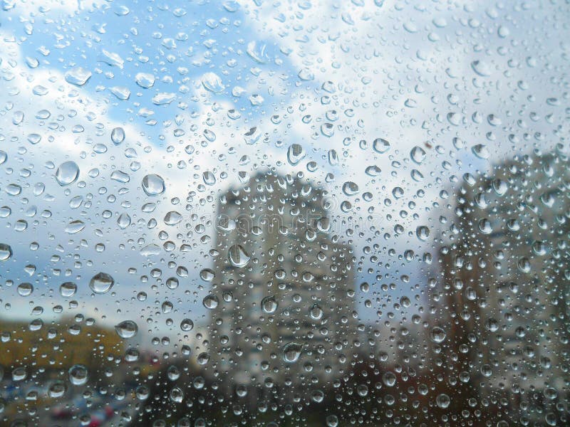 Texture of Rain Drops on the Summer Window Stock Photo - Image of ...