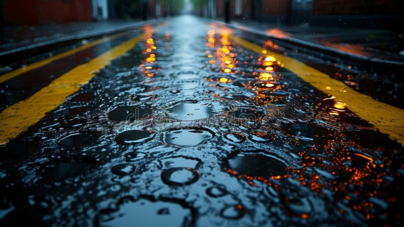 Texture of Rainsoaked Pavement Revealing a Mosaic of Small Puddles and ...
