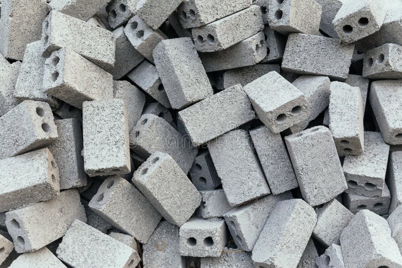 Texture of Random Concrete Bricks with Two Holes that Ready for Making ...