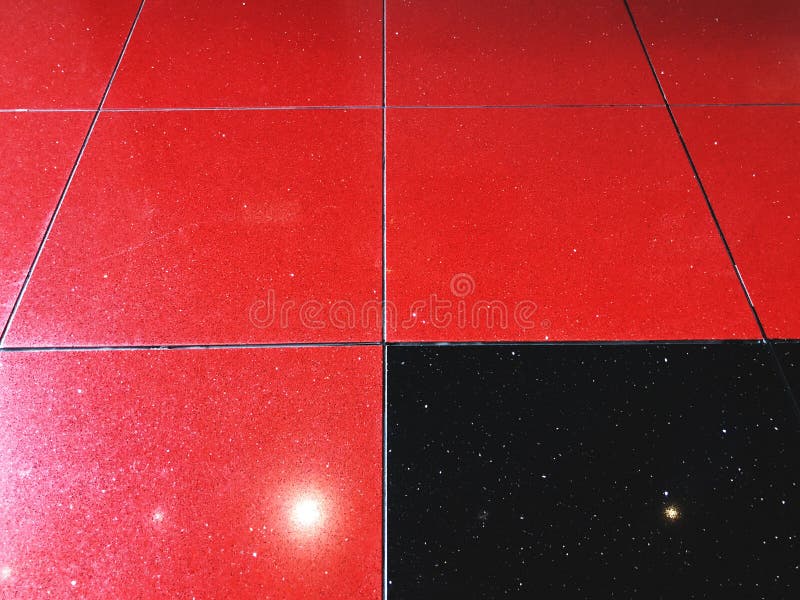 Texture of Red and Black Shiny Tiles on the Floor. Stock Image - Image ...