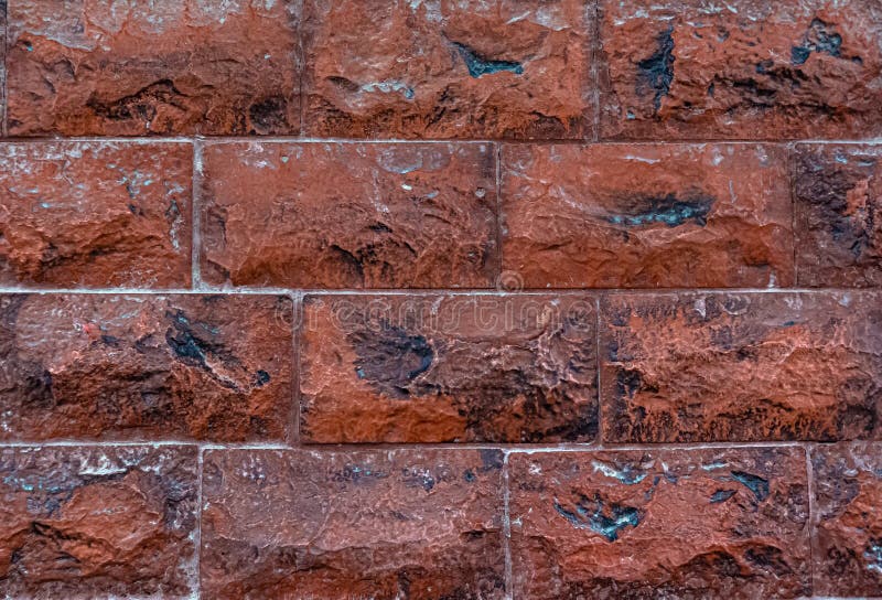 Texture of Red Embossed Brick . Stock Image - Image of brick ...