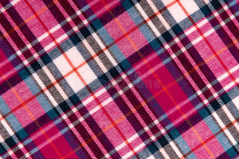Texture of Red, Pink Checkered Fabric. Checkered Cotton Background ...
