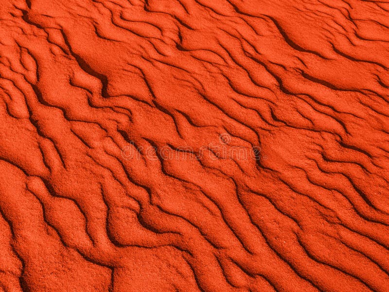 Texture of Red Sand Waves on the Beach or in the Desert. the Ripples of ...