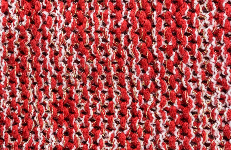 Texture of a Red and White Knitted Sweater Closeup. Knitted Wool ...