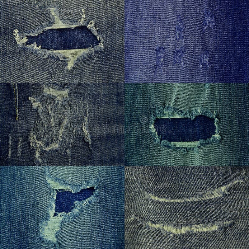 Texture of Ripped Jeans Different Nuances Stock Image - Image of ...