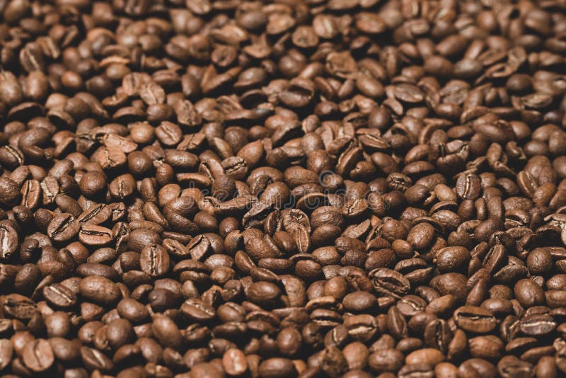 Texture of Roasted Coffee Beans Close-up, Brown Beans. Stock Photo ...