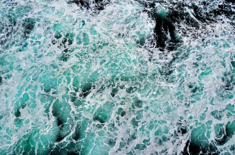 Texture of Rough Whirling Ocean Water with White Foam and Deep ...
