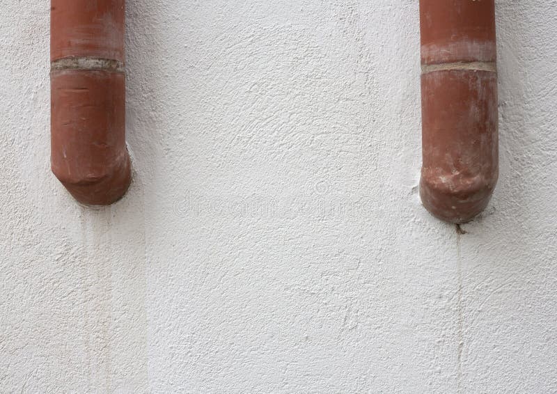 Texture of Rough White Wall with Two Brown Pipes Stock Image - Image of ...