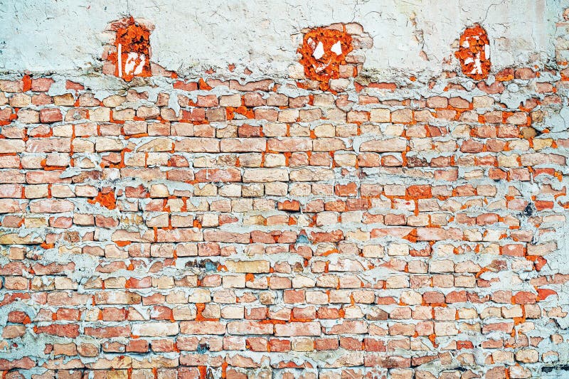 Texture of Rough Worn Brick Wall. Old Facade As Background Stock Image ...