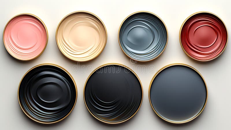 Texture Round Plates Set, Metallic Design for Frames, Palette Design ...