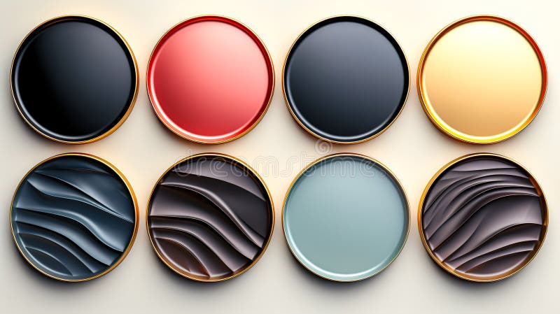 Texture Round Plates Set, Metallic Design for Frames, Palette Design ...