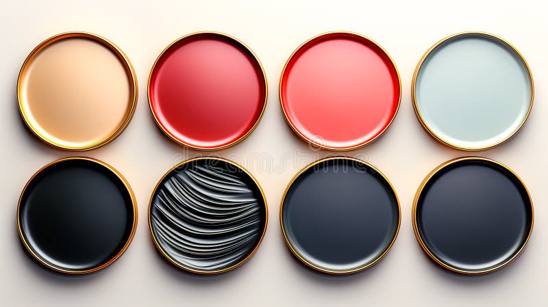 Texture Round Plates Set, Metallic Design for Frames, Palette Design ...