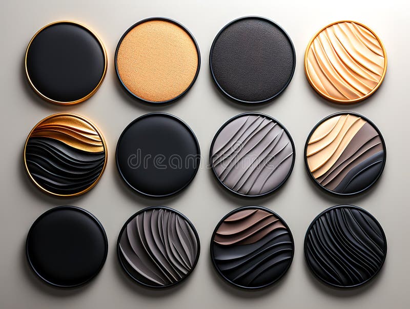Texture Round Plates Set, Metallic Design for Frames, Palette Design ...
