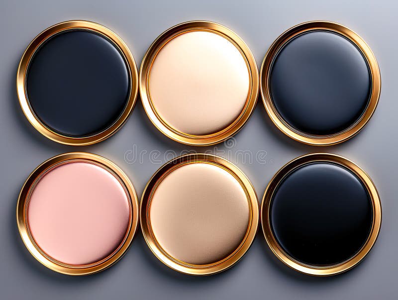 Texture Round Plates Set, Metallic Design for Frames, Palette Design ...