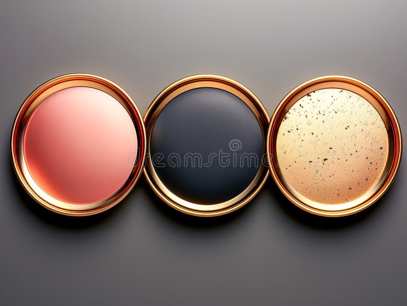 Texture Round Plates Set, Metallic Design for Frames, Palette Design ...
