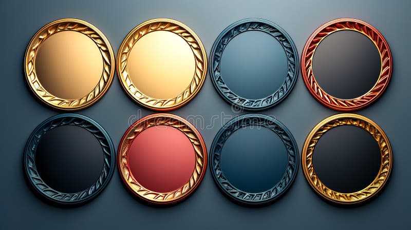 Texture Round Plates Set, Metallic Design for Frames, Palette Design ...