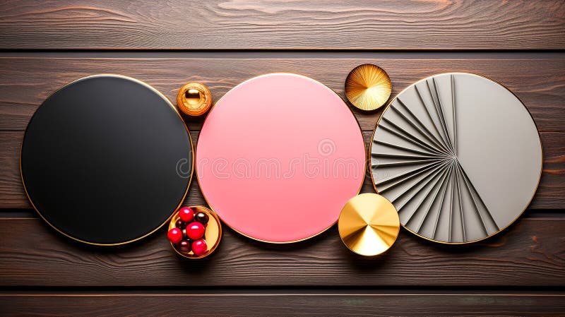 Texture Round Plates Set, Metallic Design for Frames, Palette Design ...