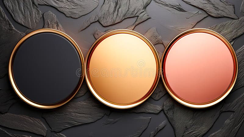 Texture Round Plates Set, Metallic Design for Frames, Palette Design ...