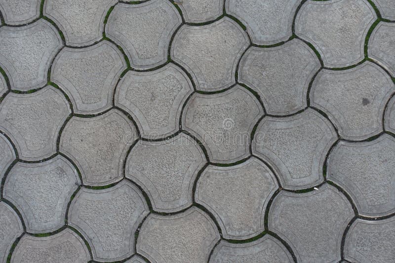 Surface of Rounded Grey Concrete Interlocking Paver Blocks Stock Image ...