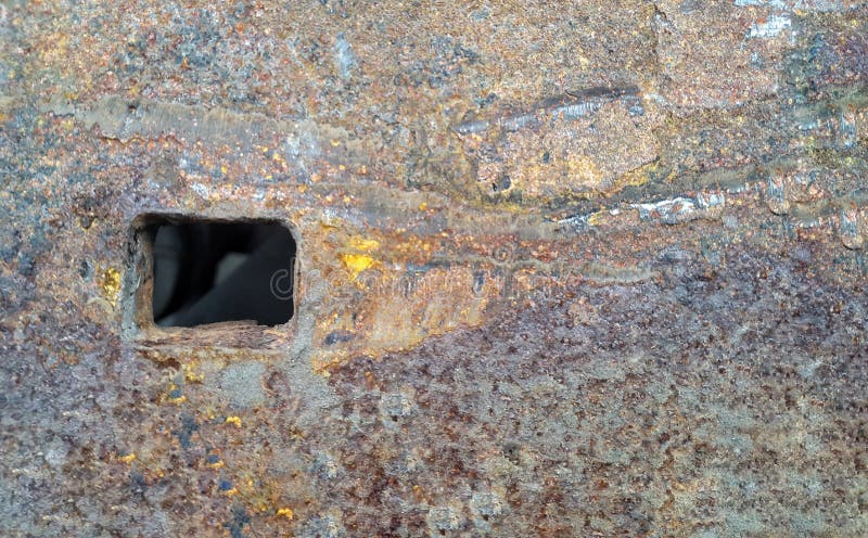 Texture of Rusty Metal with a Hole . Rusty Background Stock Image ...