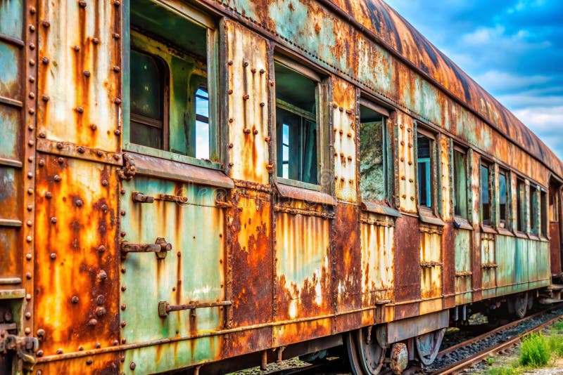 Texture of Rusty Metal with Peeling Paint of an Old Rusty Train Wagon ...