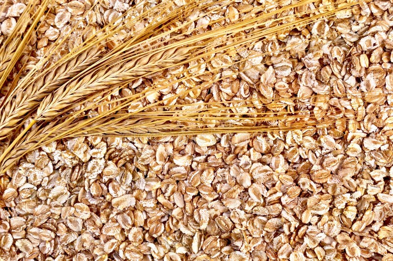 The Texture of Rye Flakes with Stalks of Rye Stock Image - Image of ...