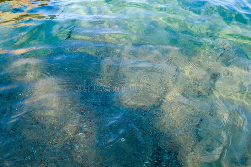 Texture of the Sea is Transparent Blue Water and Sandy Bottom. the ...