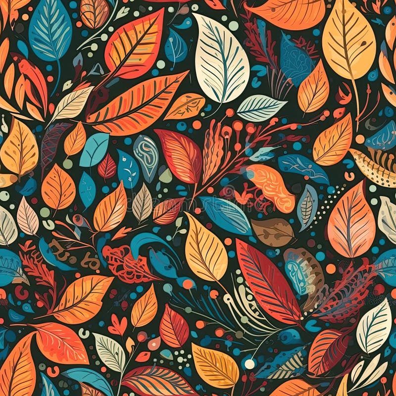 Texture with Seamless Pattern of Autumn Leaves. Generative AI Stock ...