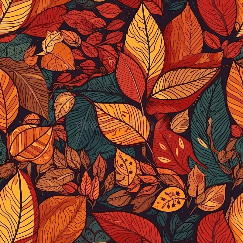 Texture with Seamless Pattern of Autumn Leaves. Generative AI Stock ...
