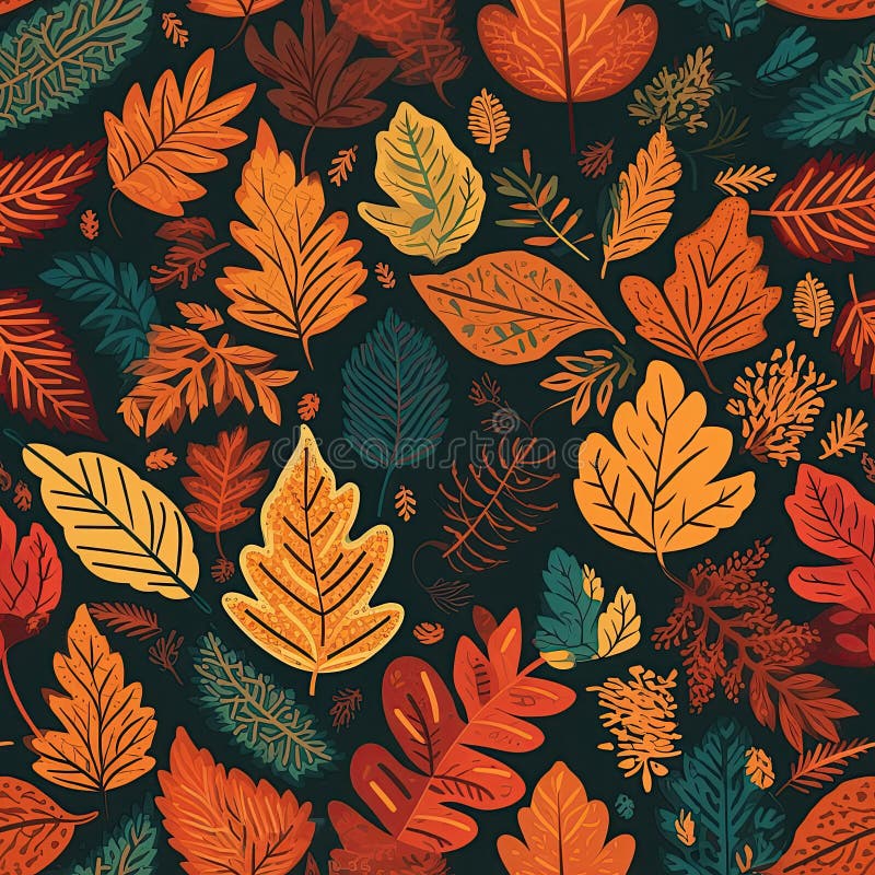 Texture with Seamless Pattern of Autumn Leaves. Generative AI Stock ...
